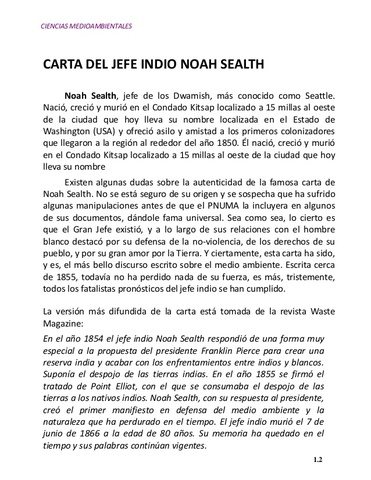carta del jefe de seattle y la primavera sileciosa timeline | Timetoast ...