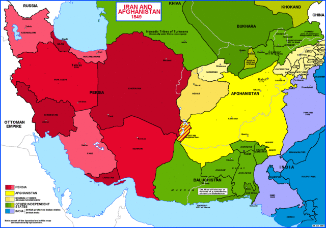Changing borders of Afghanistan 1808-1893 timeline | Timetoast timelines