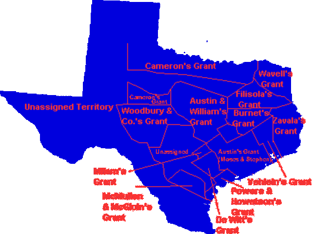 Early Texas Land Grants Map
