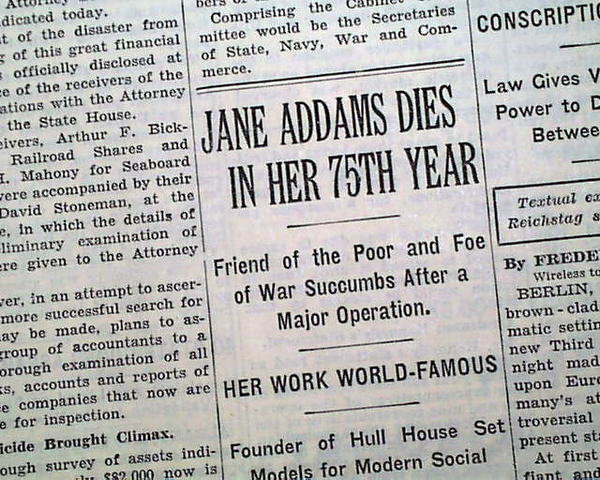 Jane Addams timeline | Timetoast timelines
