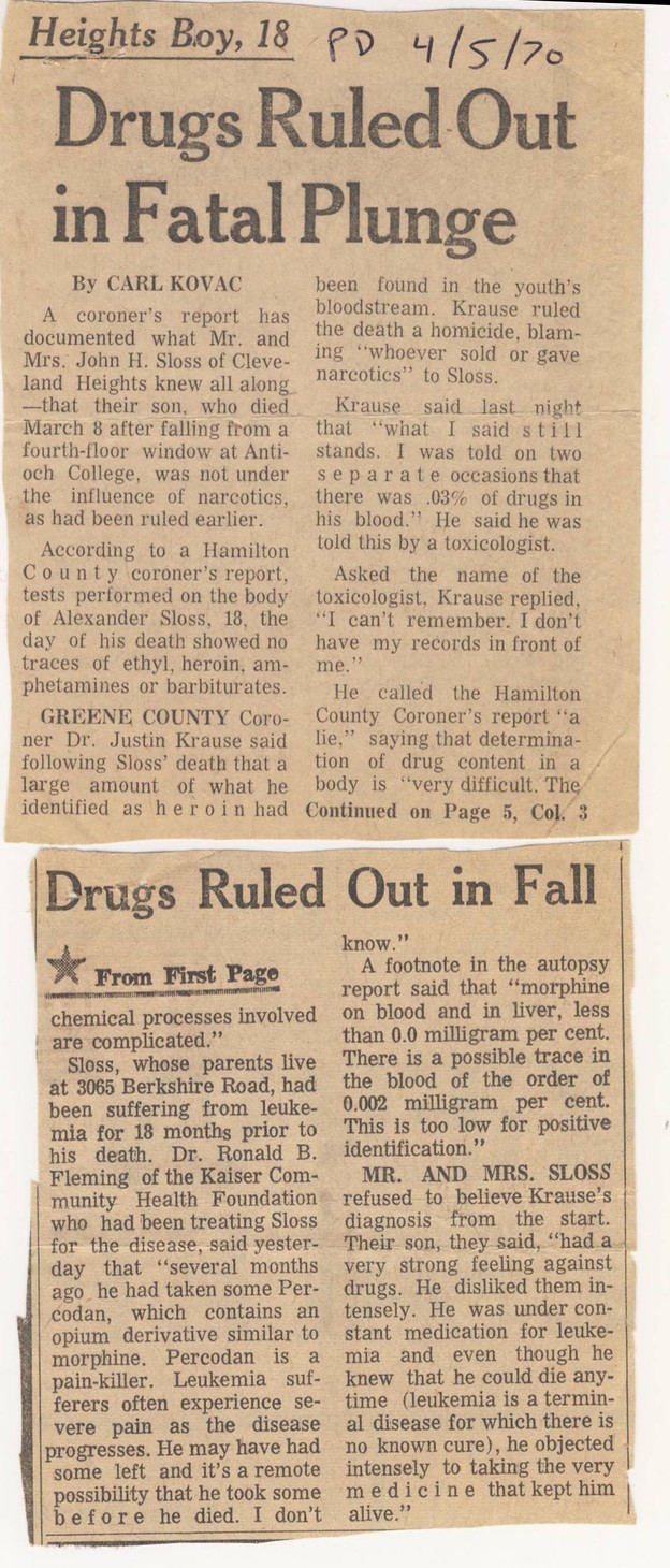 Alexander Sloss (Deceased), Cleveland Heights, OH Ohio