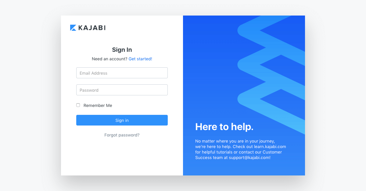 Kajabi - Login page - Find SaaS Websites inspiration
