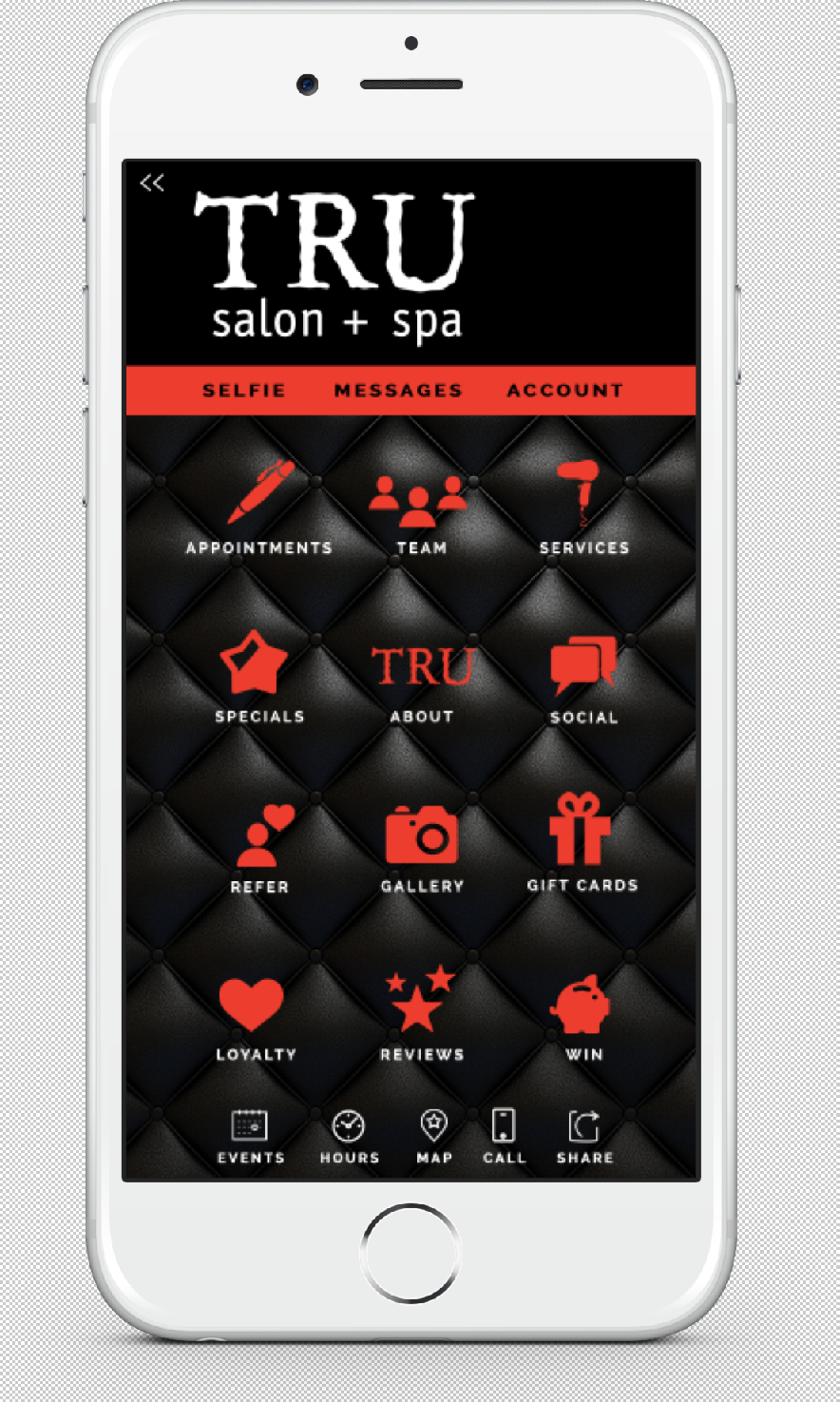 The TRU salon + spa mobile app