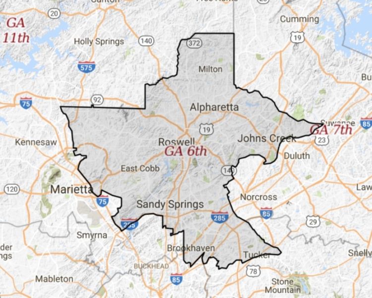 6th District Georgia Map With Road Names - Map