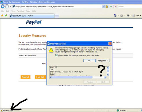 Frustrated with Paypal Security Measures Page Error