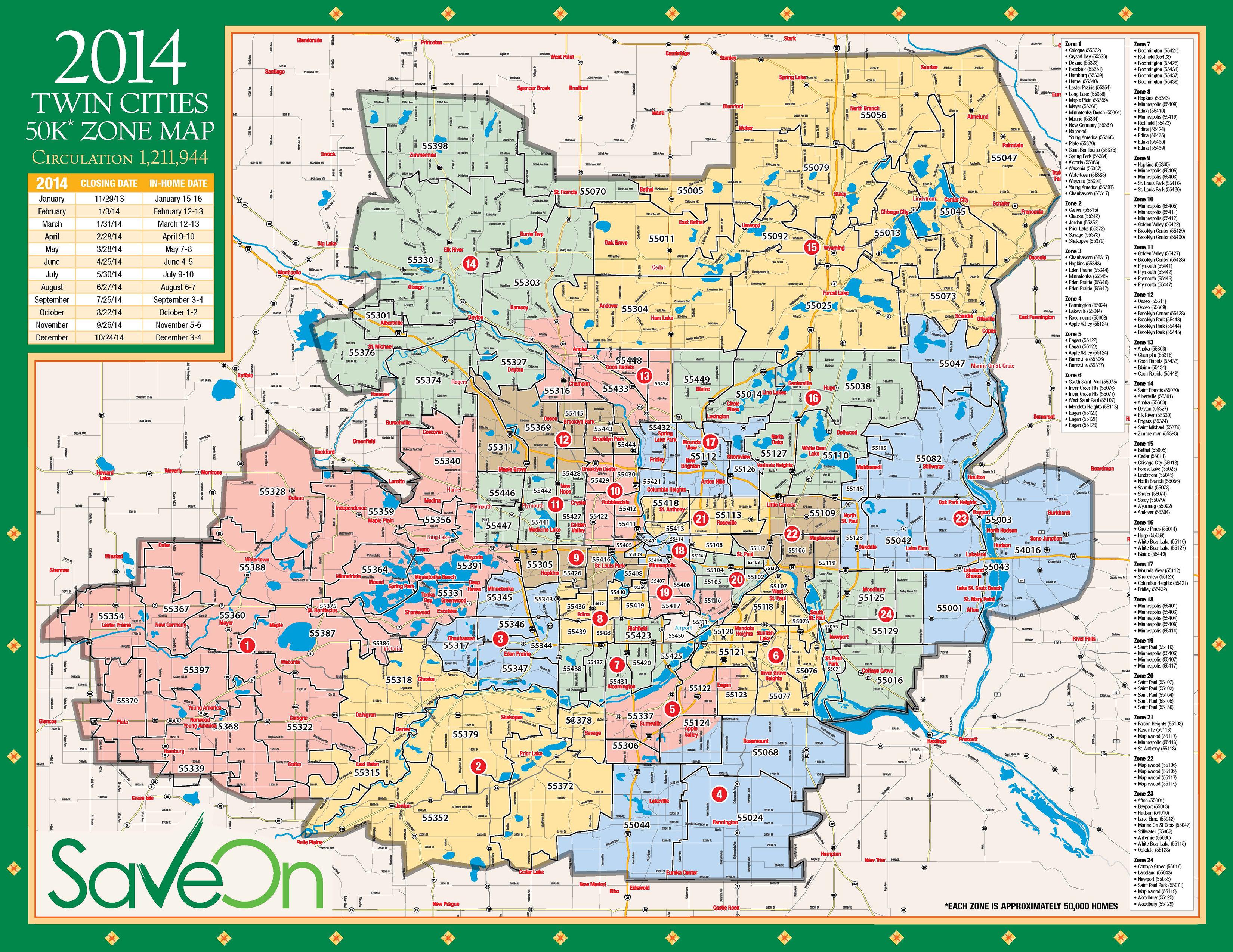 Twin Cities Zip Code Map Twin Cities Zip Code Map