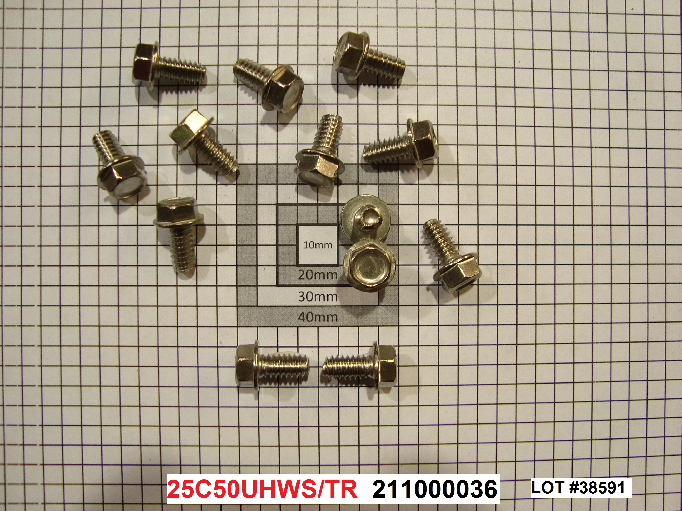 25C50UHWS/TR,1/4-20 X 1/2 UNSL HX WSHR THRD ROLLING,Specialty Bolt ...