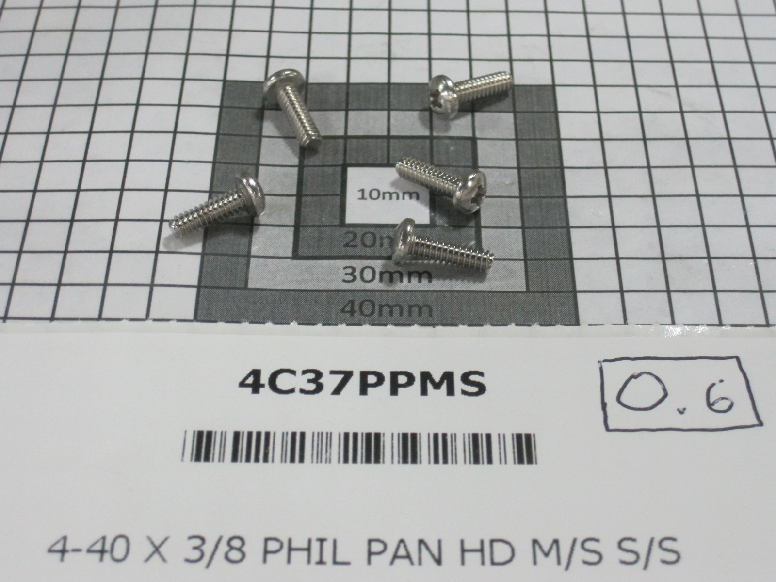 4C37PPMS,4-40 X 3/8 PHIL PAN HEAD M/S S/S,Specialty Bolt & Screw, Inc.