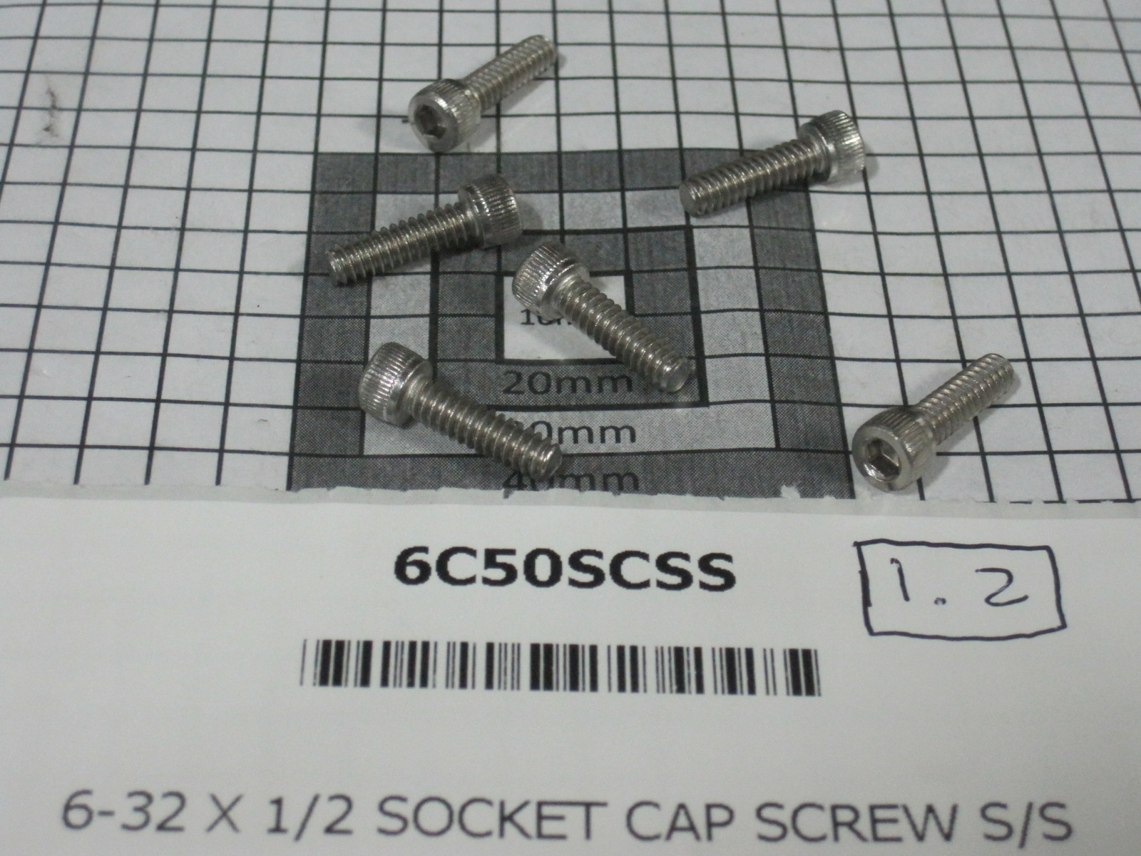 6C50SCSS,6-32 X 1/2 SOCKET CAP SCREW S/S,Specialty Bolt & Screw, Inc.