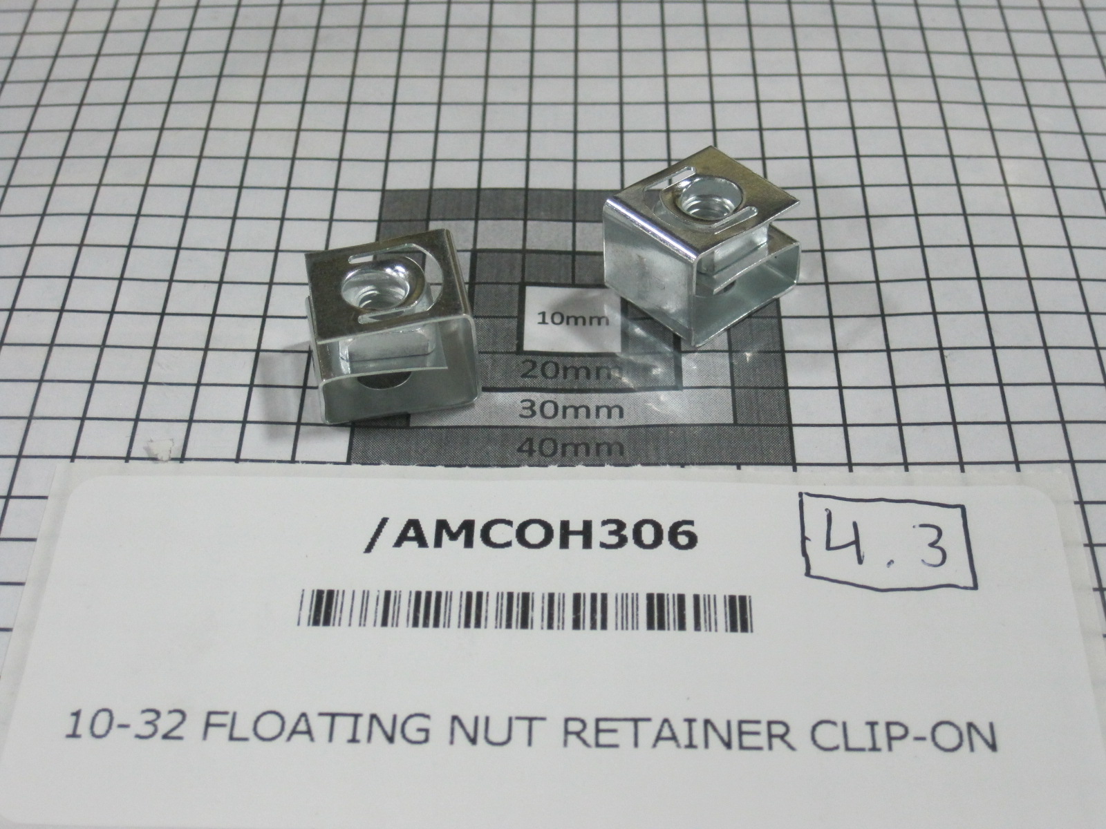 /AMCOH306,10-32 FLOATING NUT RETAINER CLIP-ON,Specialty Bolt & Screw, Inc.