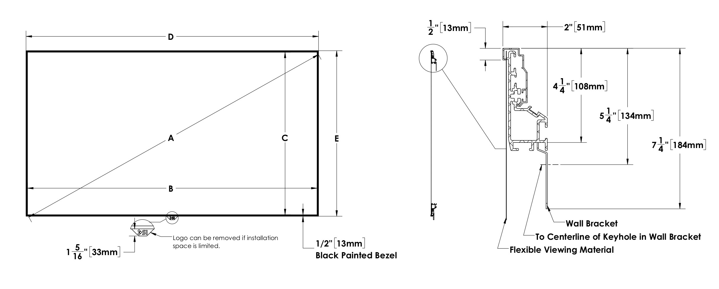 SI ZEW110PW-NA-BKNA-SU-NA 110" Wall Projector Screen Pure White ...