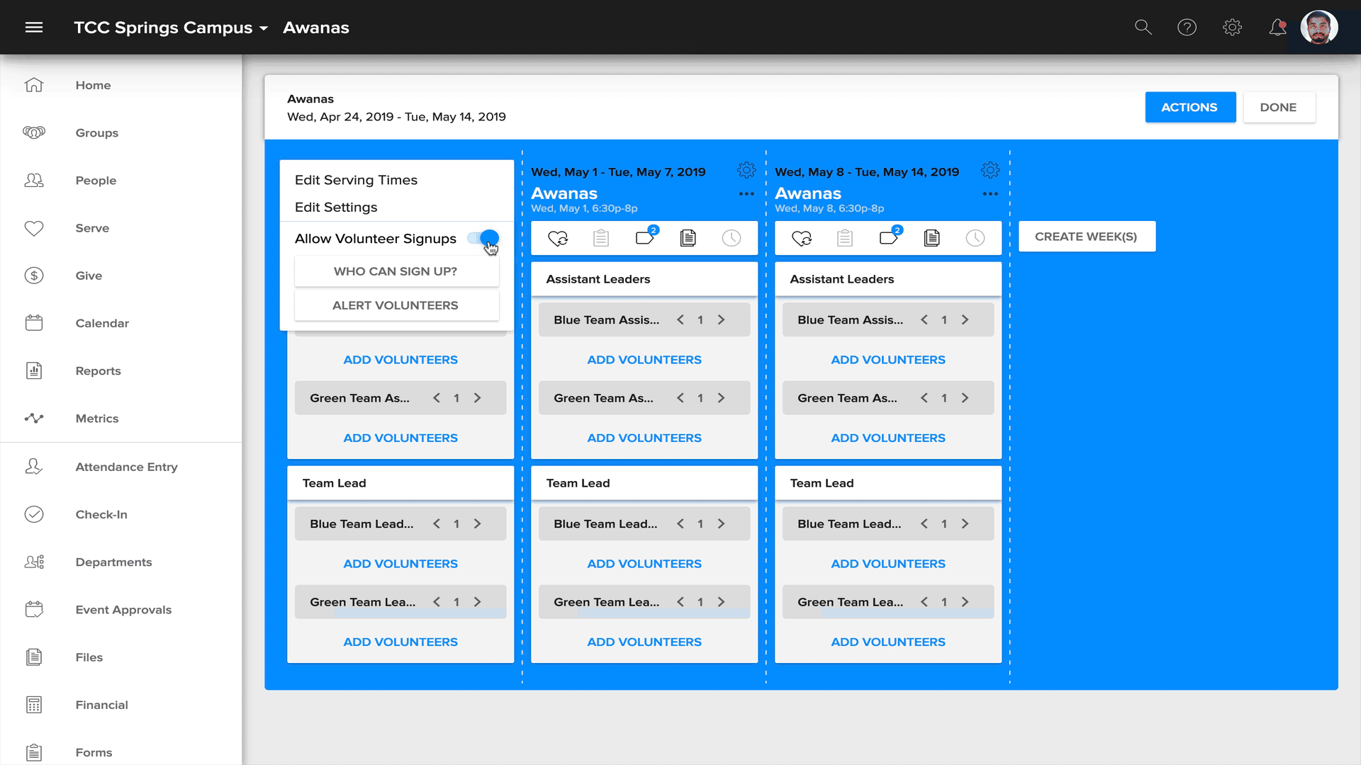 How to Open up a Schedule for Volunteers to Sign Up
