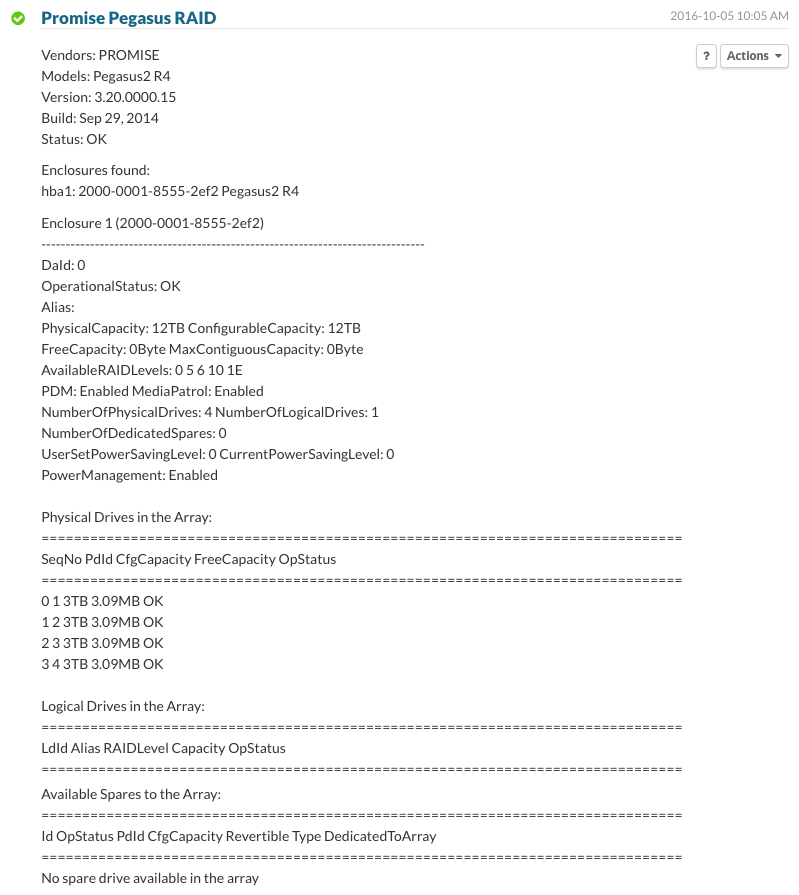 Support for Promise Pegasus RAID – Watchman Monitoring Support Center