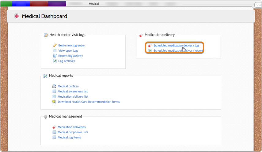 Scheduled Medication Delivery Log – CampSite Support