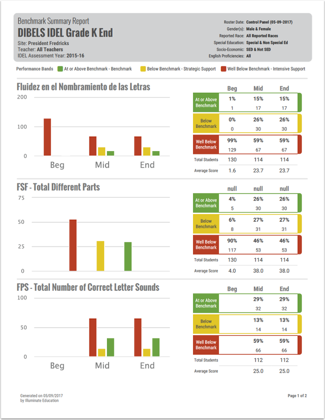 DIBELS IDEL Benchmark Summary DnA ISE DIBELS IDEL Benchmark Summary DnA ISE
