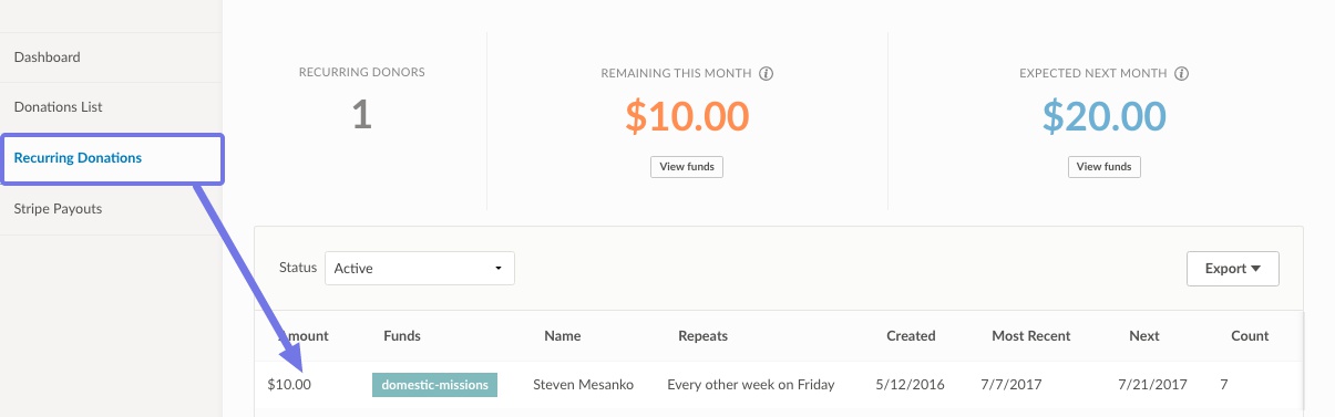 Recurring Donations – Giving