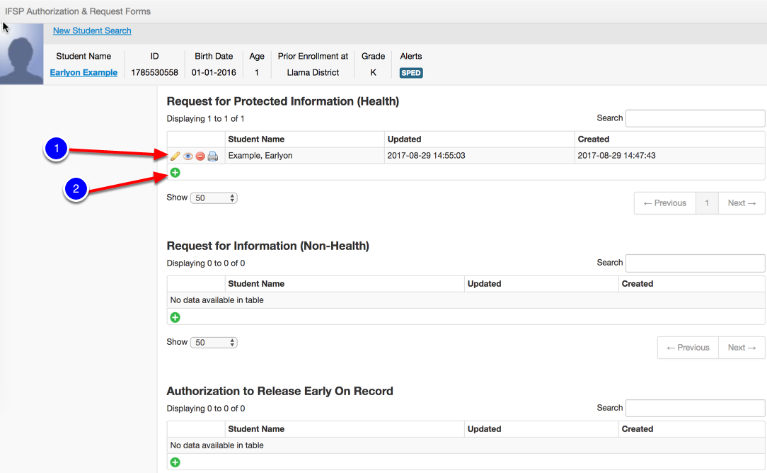 IFSP Authorization & Request Forms – DnA & ISE