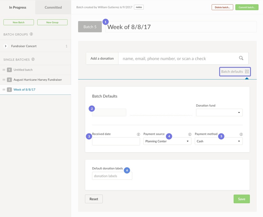 Batches – Planning Center Giving
