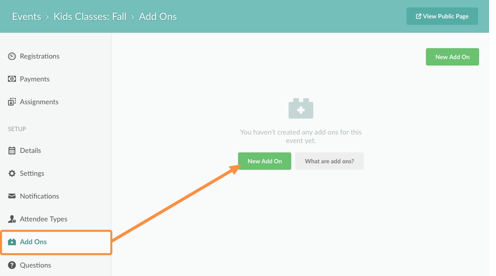 Use Add Ons for Options – Registrations