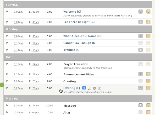 Set Up Order of Service – Planning Center Services
