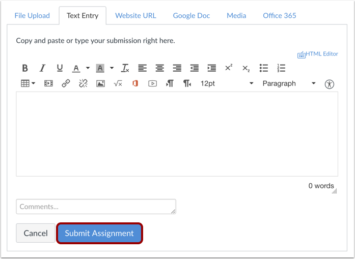 How Do I Submit A Text Entry Assignment Canvas LMS Community