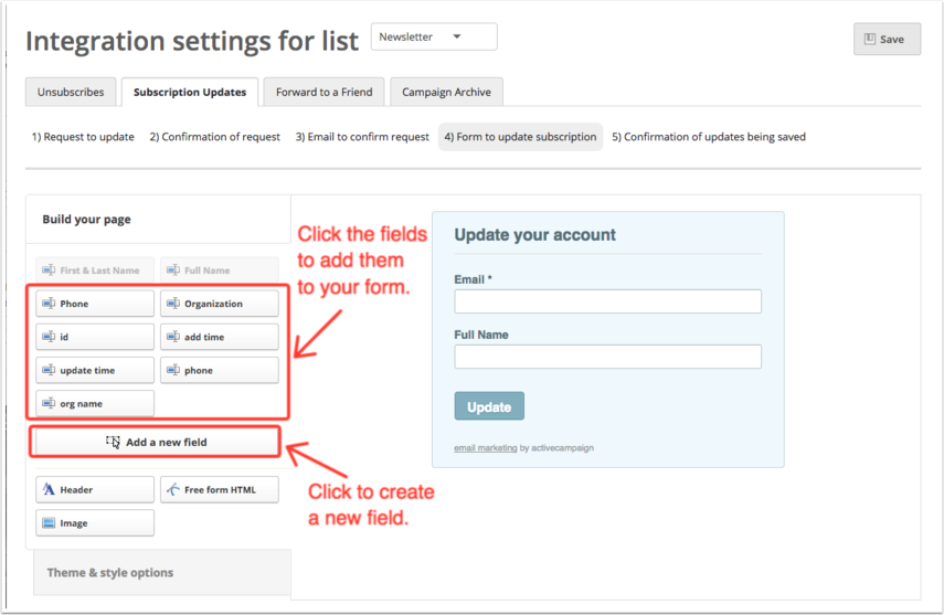 Subscription update form – ActiveCampaign Help Center