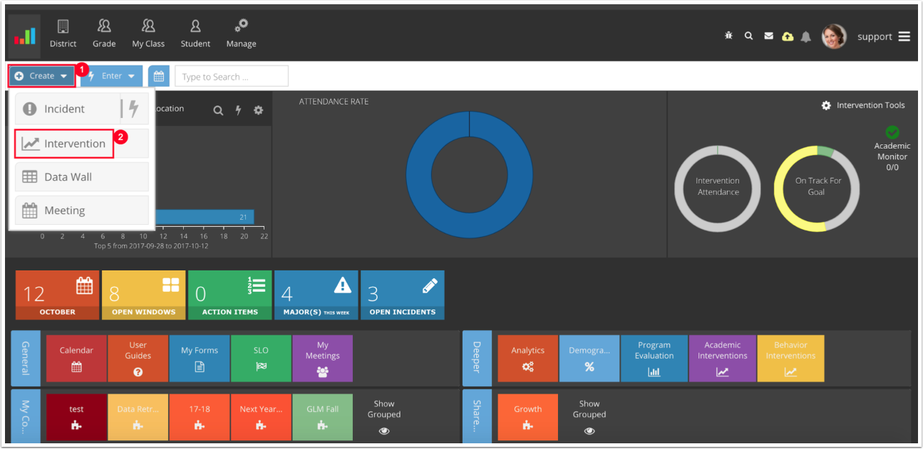 Assigning Students to Interventions from the Dashboard (Classic Interface)