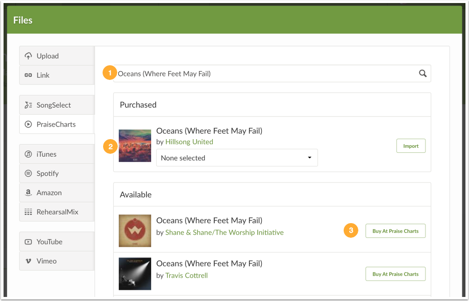 PraiseCharts Integration – Services