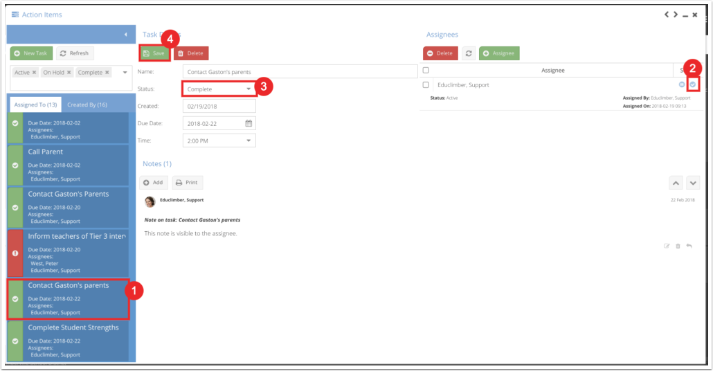 Viewing Action Items (Classic Interface)