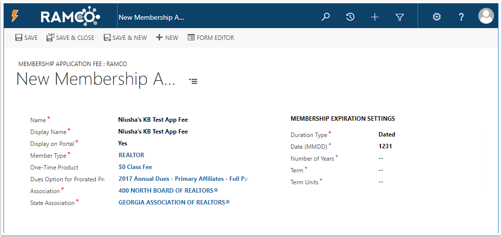 Membership Application Fee Set Up – Customer Care Portal