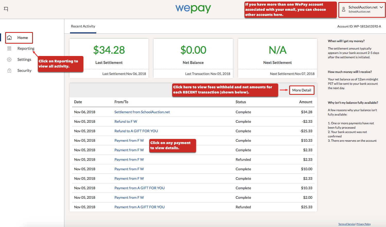 Generating Reports from your WePay.com account – Auction Help Home