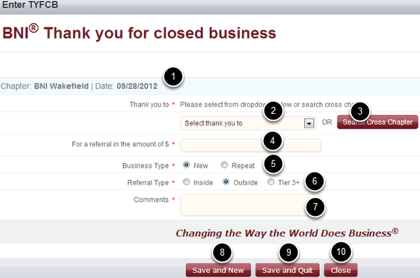 Entering "Thank You For Closed Business" Slips Online – BNI Connect ...