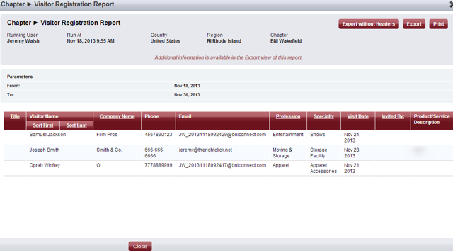 Visitor Registration Report – BNI Connect & BNI University Support ...