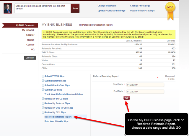Received Referrals Report – BNI Connect & BNI University Support - How ...