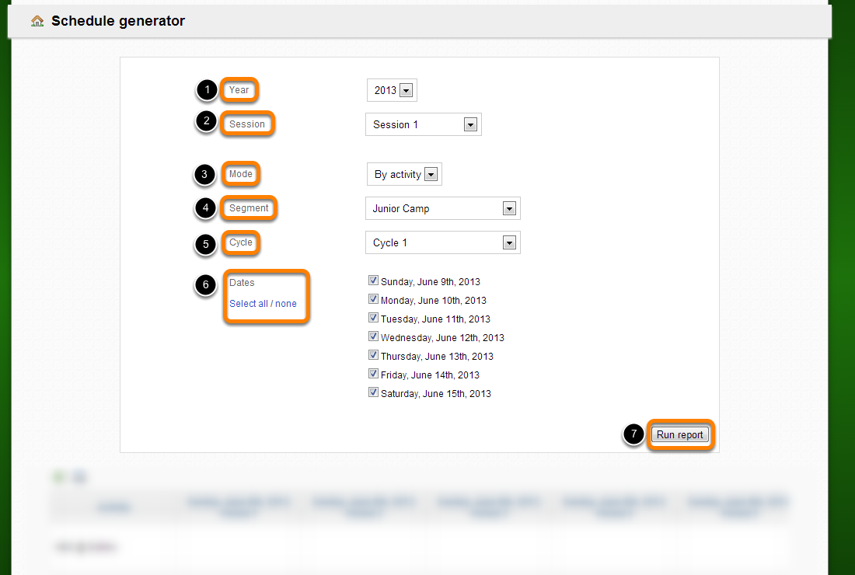 Schedule Grid Generator – CampSite Support