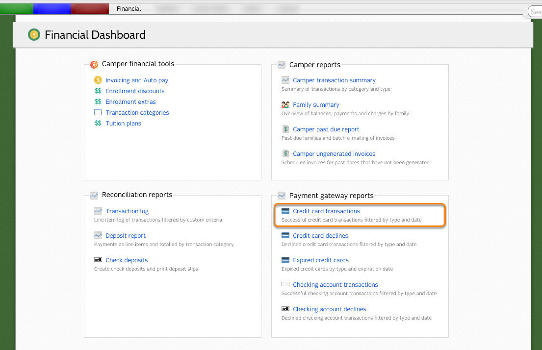 Credit Card Transactions – CampSite Support
