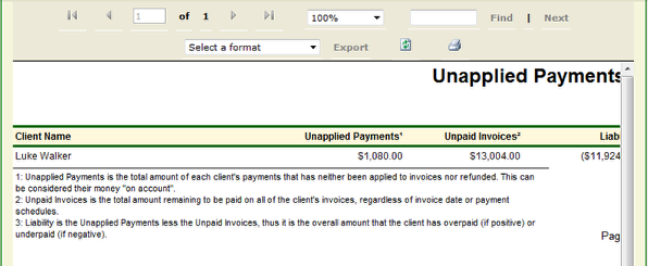 Unapplied Payments by Customer – EZFacility
