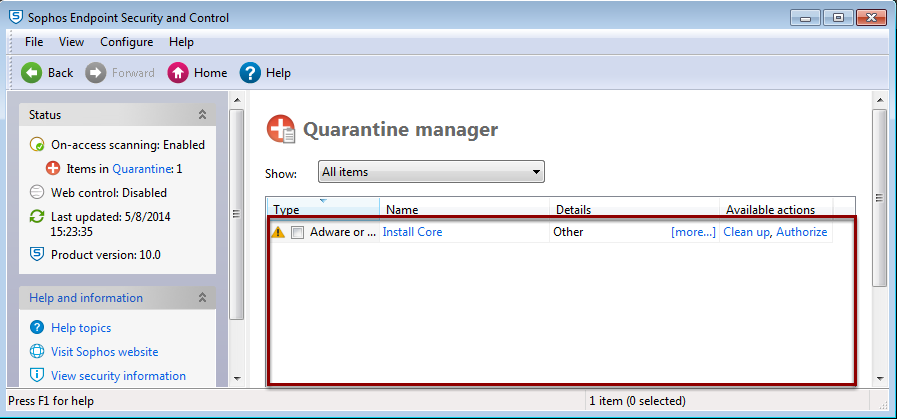 Sophos Virus Scan - Windows 7 – Oklahoma Christian University
