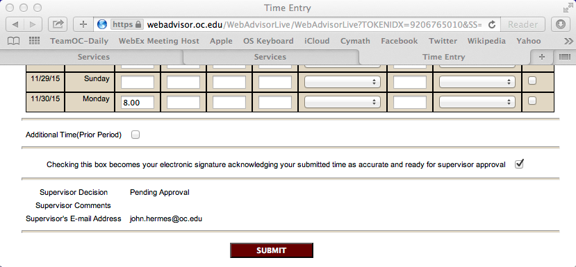 Payroll Time Sheet Entry - MyOC – Oklahoma Christian University