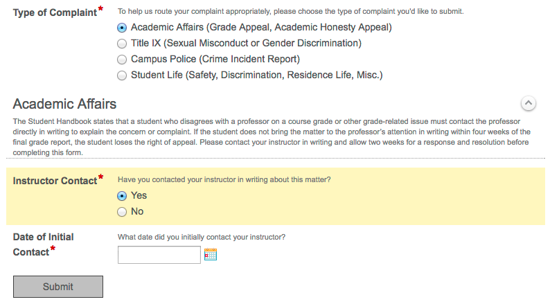 Student Complaint Form - Faculty/Staff – Oklahoma Christian University