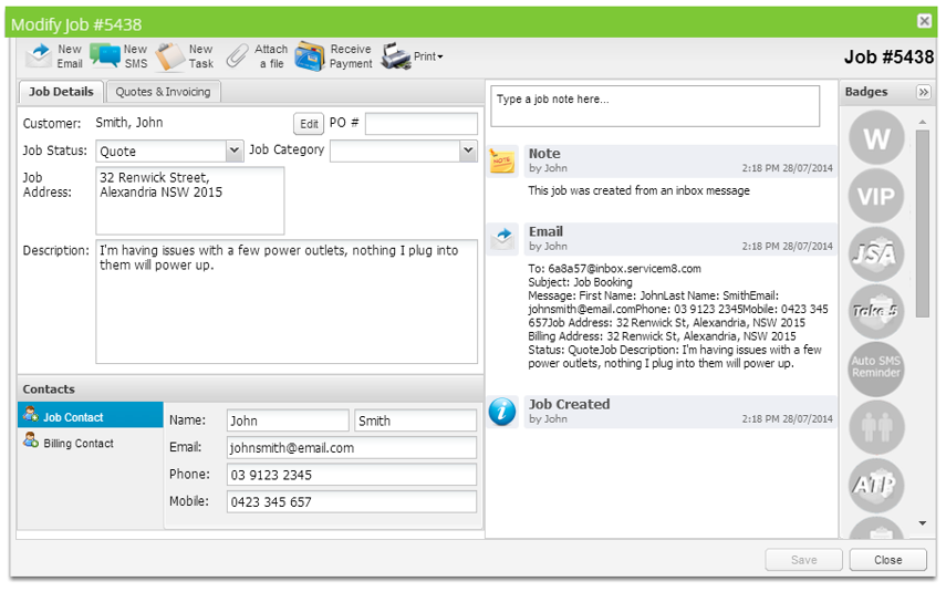 How the inbox job card auto-fill feature works – ServiceM8 Help