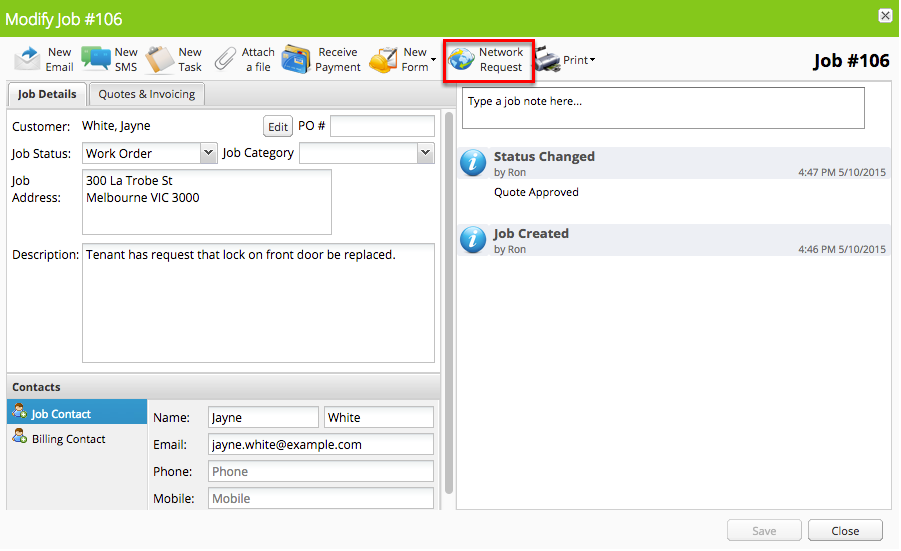 How to send a Network Request – ServiceM8 Help