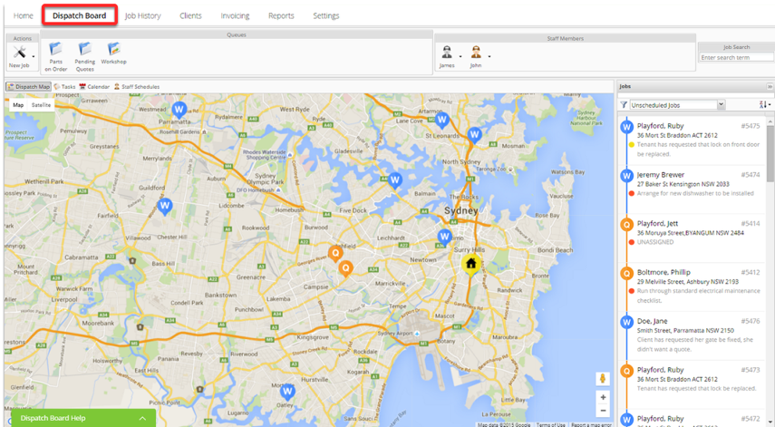 Dispatch Board - Overview – ServiceM8 Help
