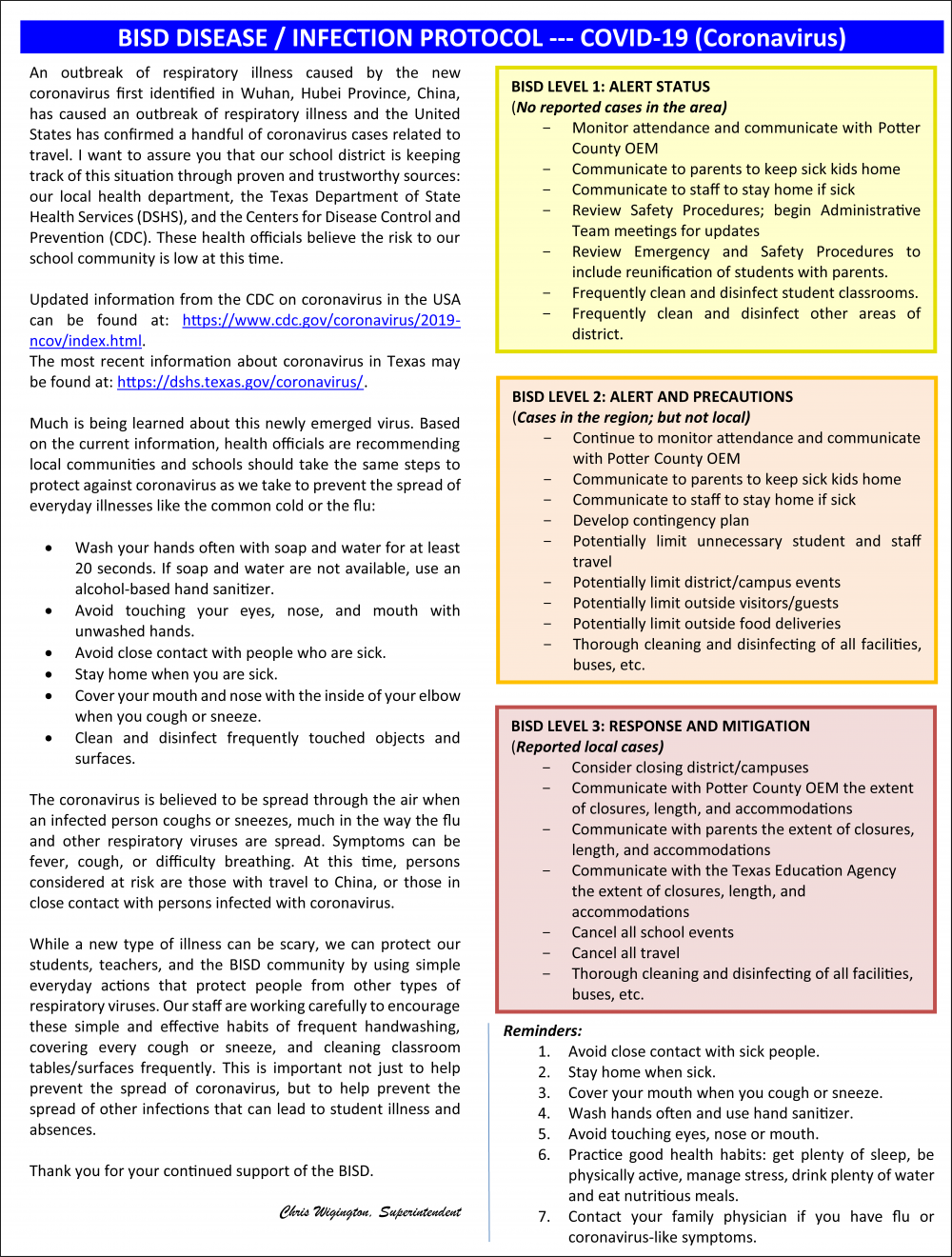 Bushland ISD - COVID-19