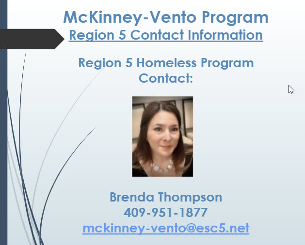 Region 5 Education Service Center - McKinney-Vento (Homeless)