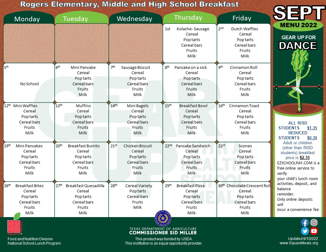 Rogers ISD - Lunch Menus