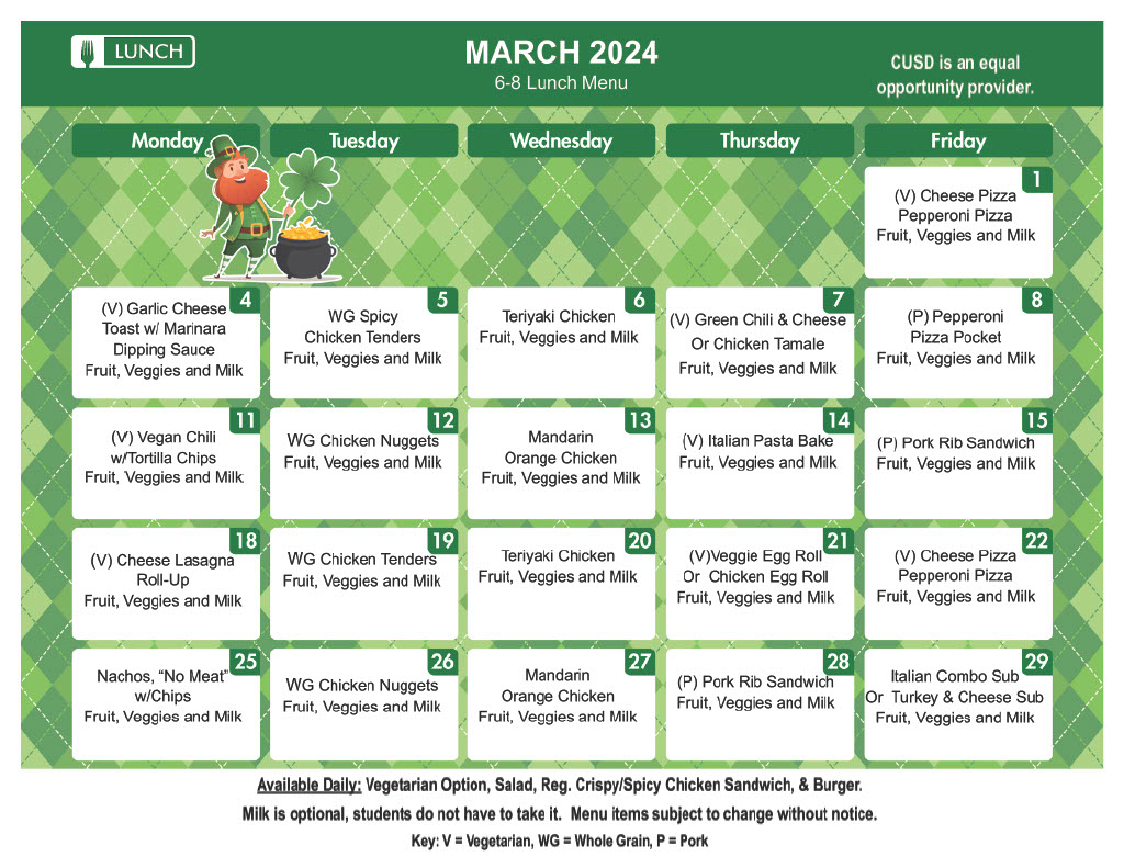Carlsbad Unified School District - Menus