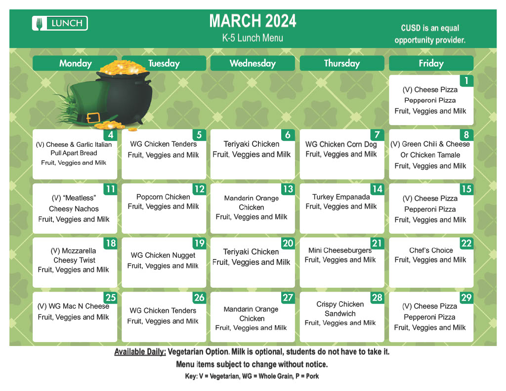 Carlsbad Unified School District - Menus
