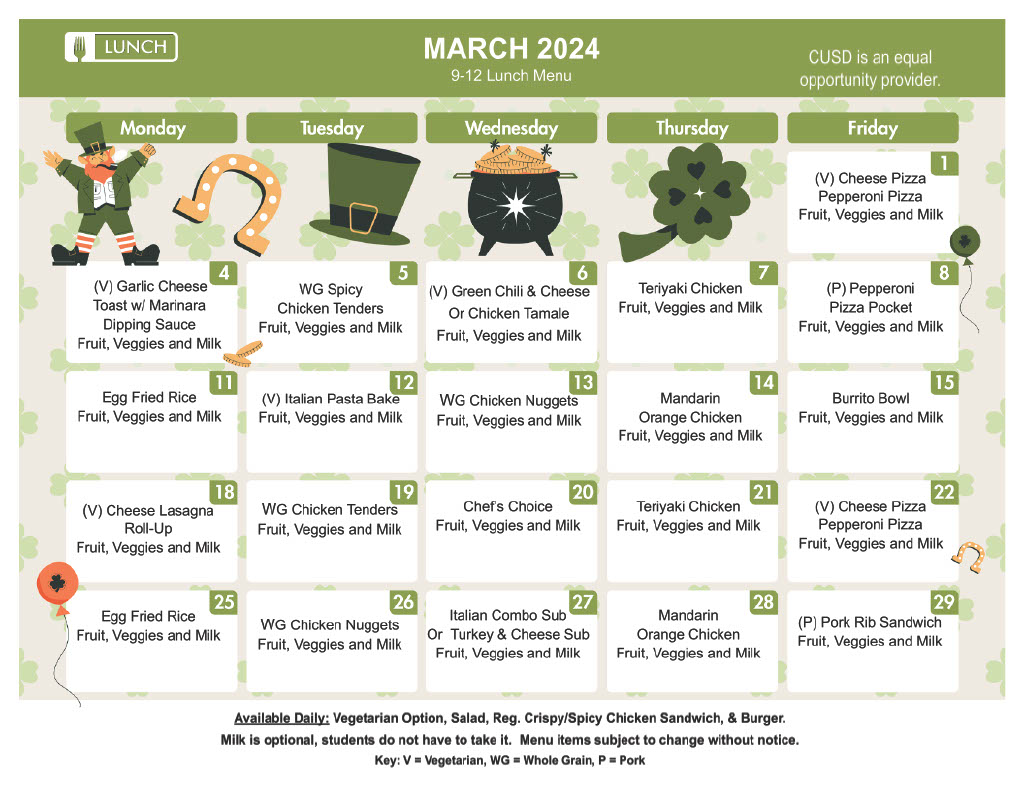Carlsbad Unified School District - Menus
