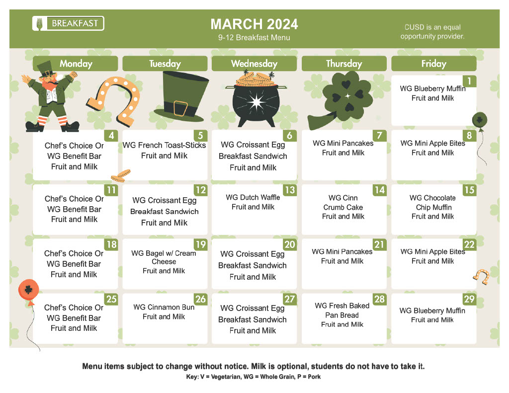 Carlsbad Unified School District - Menus